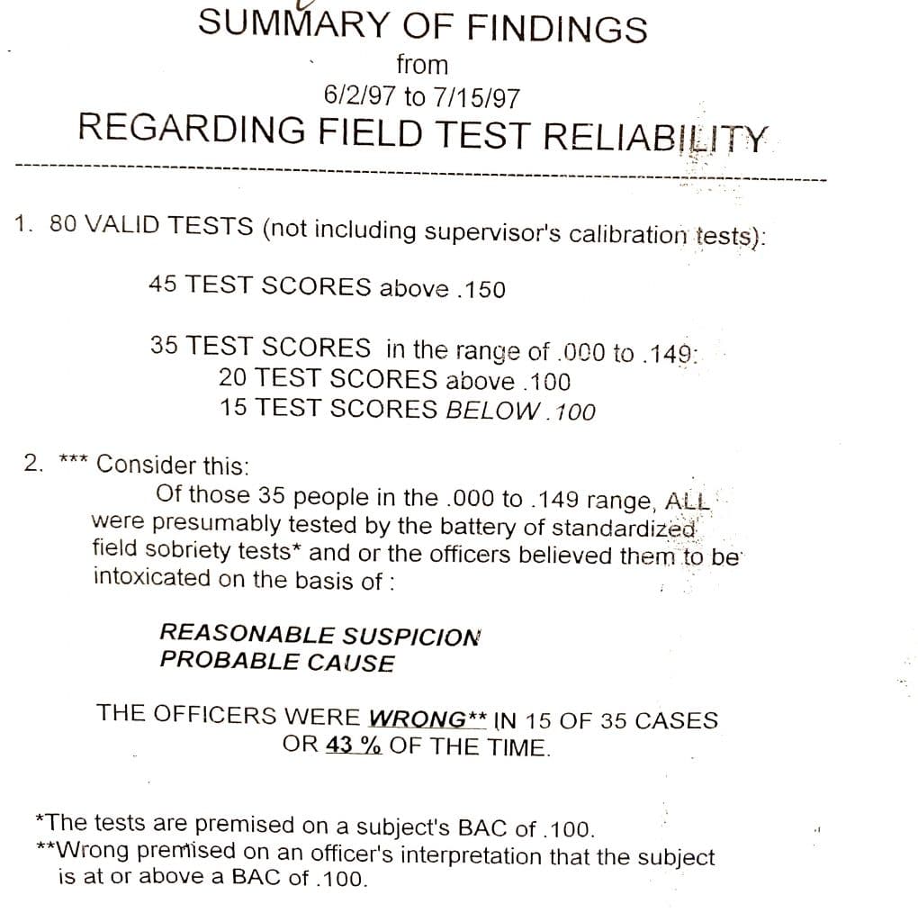 Standardized Field Sobriety Tests (SFSTs) are Junk Science! : Board ...